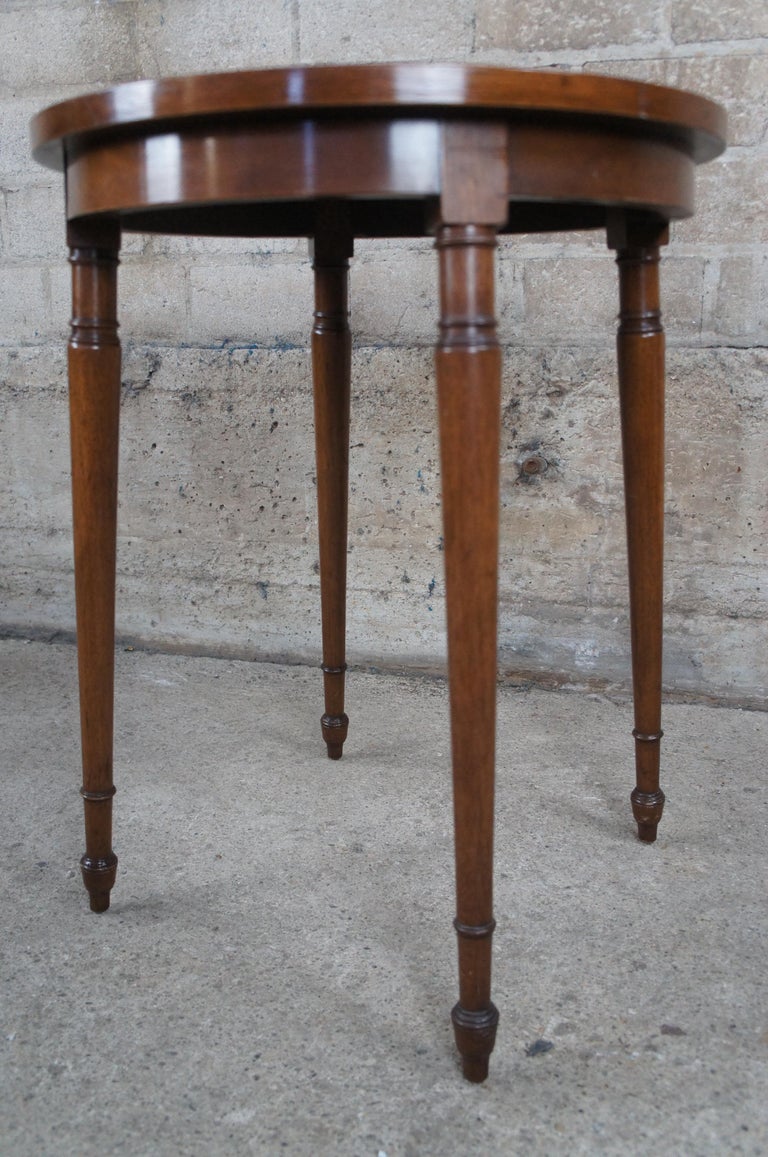 2 Victorian Revival Old Colony Furniture Walnut Burl Round Spindle Leg Tables For Sale at 1stDibs