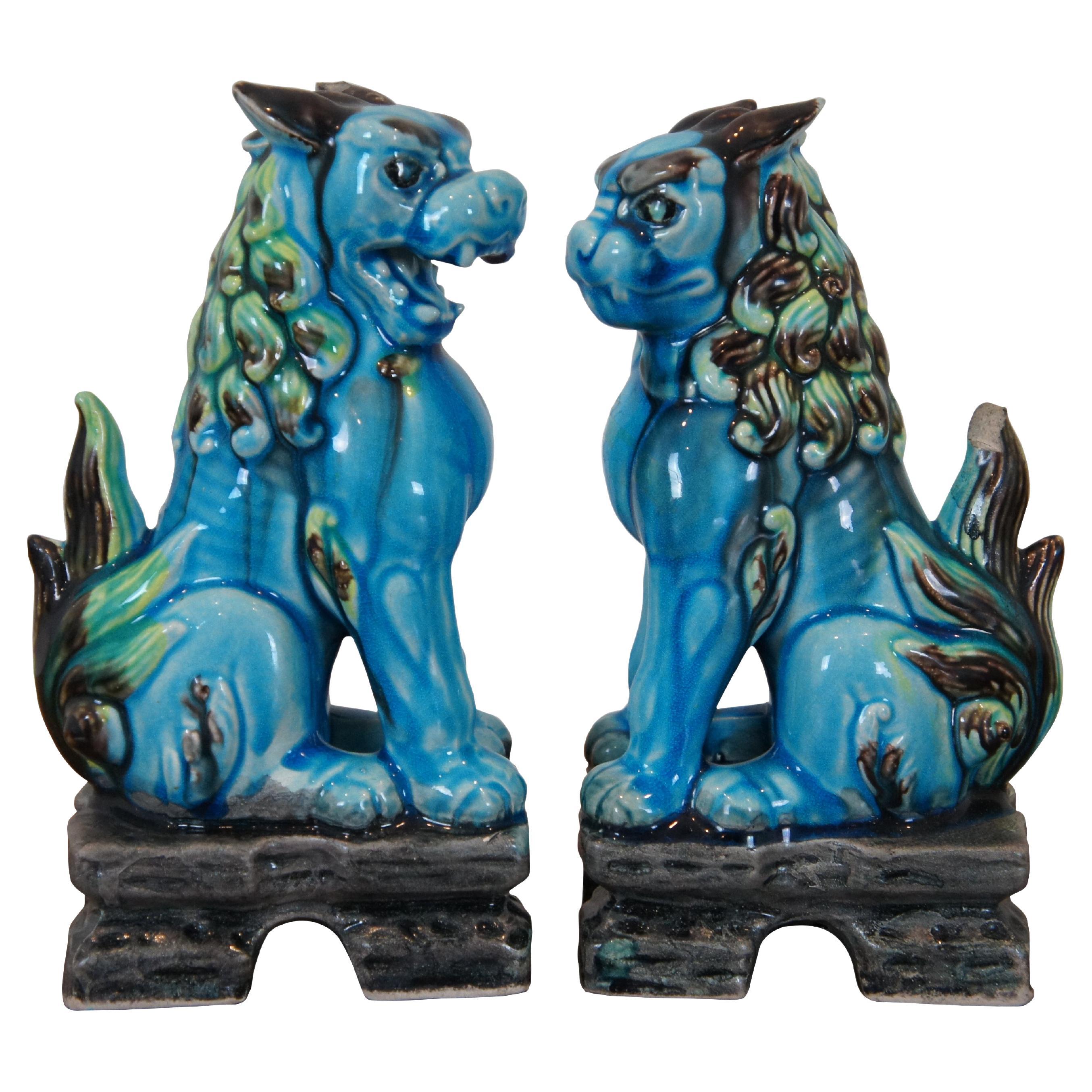 2 Bronze Chimera of Arezzo Mythological Guardian Lion Snake Figurines ...