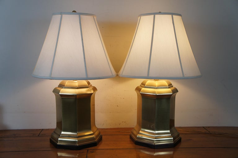 2 Vintage 1990s Chinoiserie Brass Octagonal Tea Canister Lamps ...