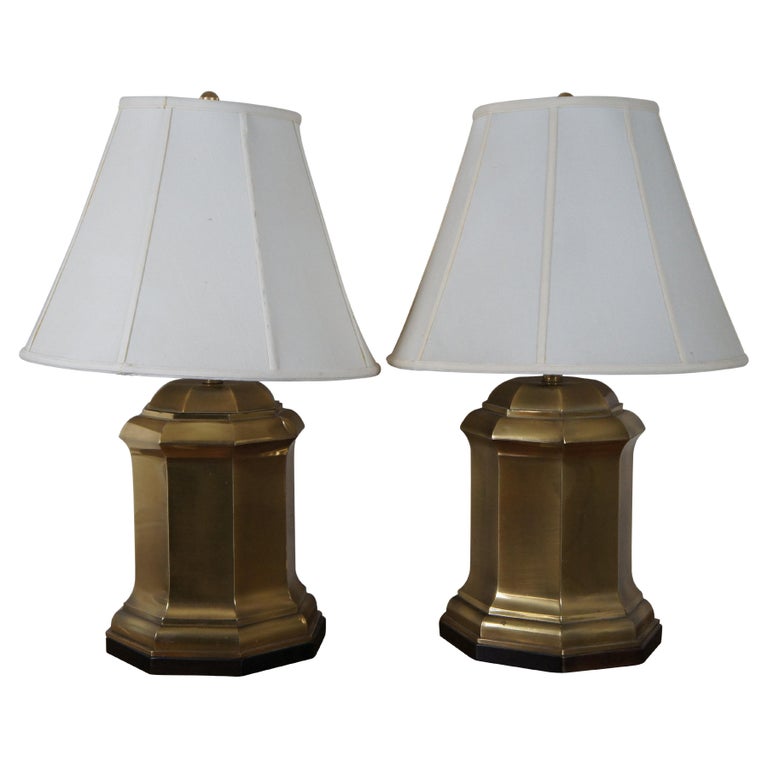 2 Vintage 1990s Chinoiserie Brass Octagonal Tea Canister Lamps ...