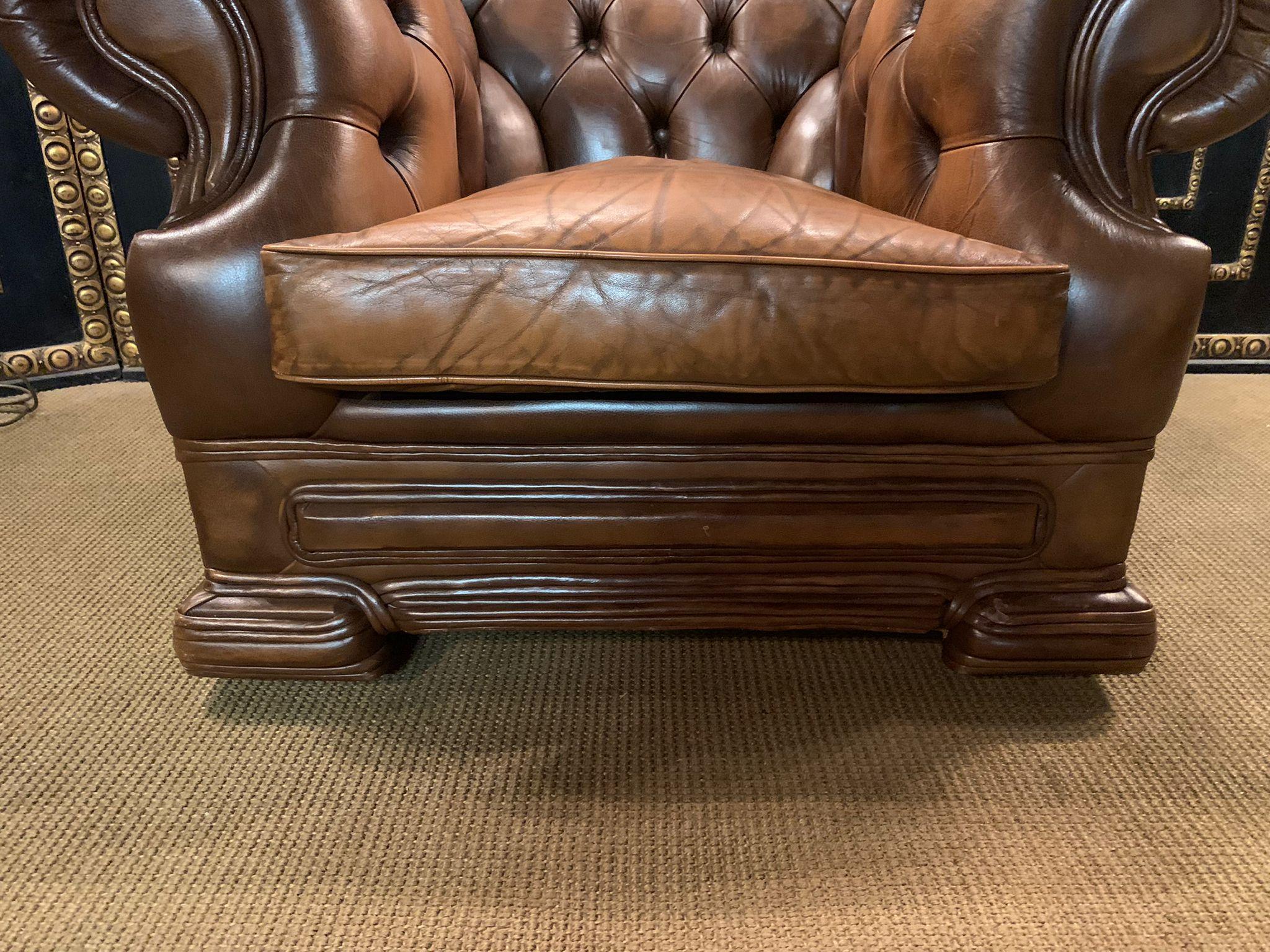 2 Vintage Chesterfield Armchairs Cigar Lounge Seat Brand Dellbrook ...