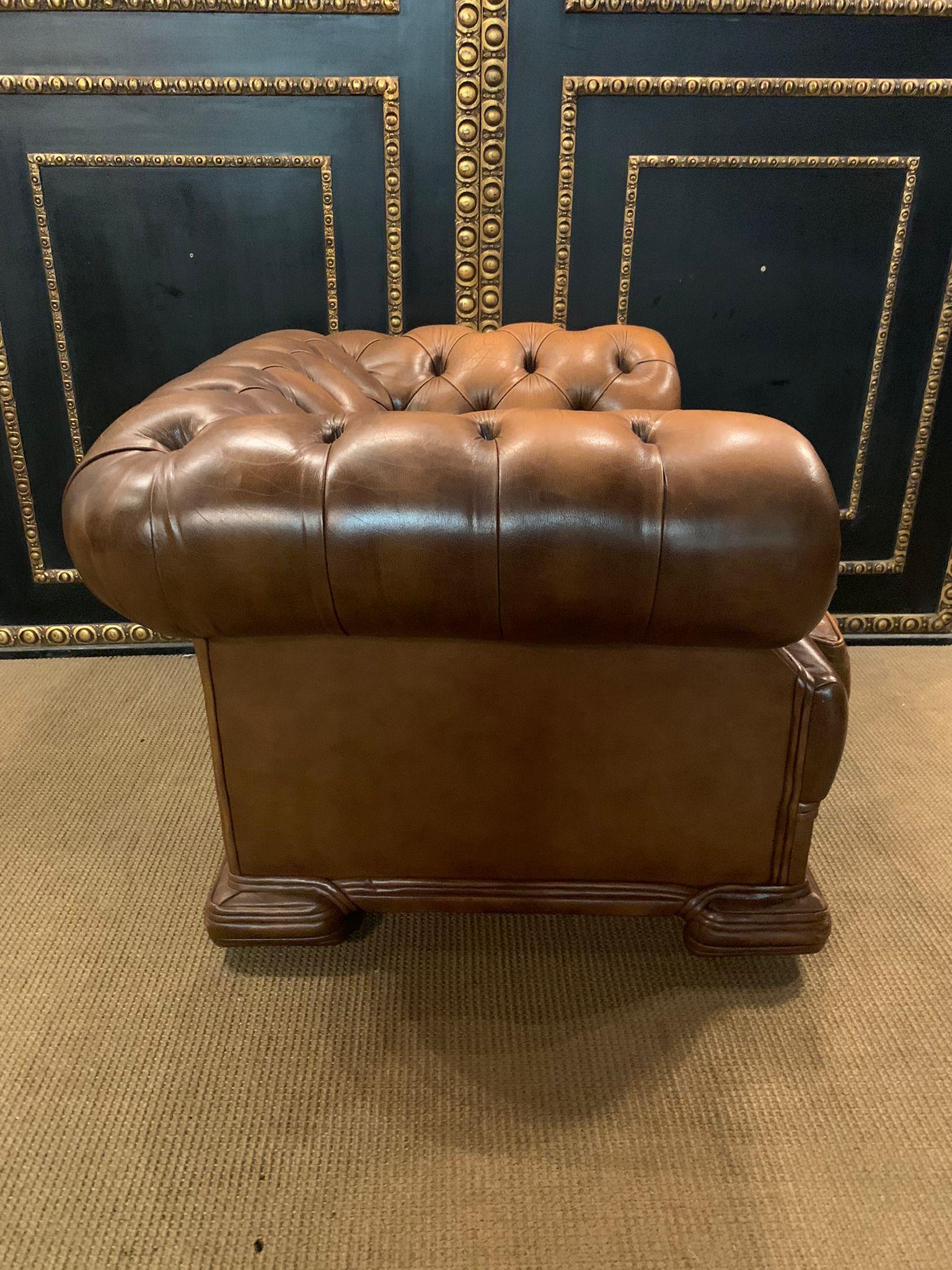 2 Vintage Chesterfield Armchairs Cigar Lounge Seat Brand Dellbrook ...