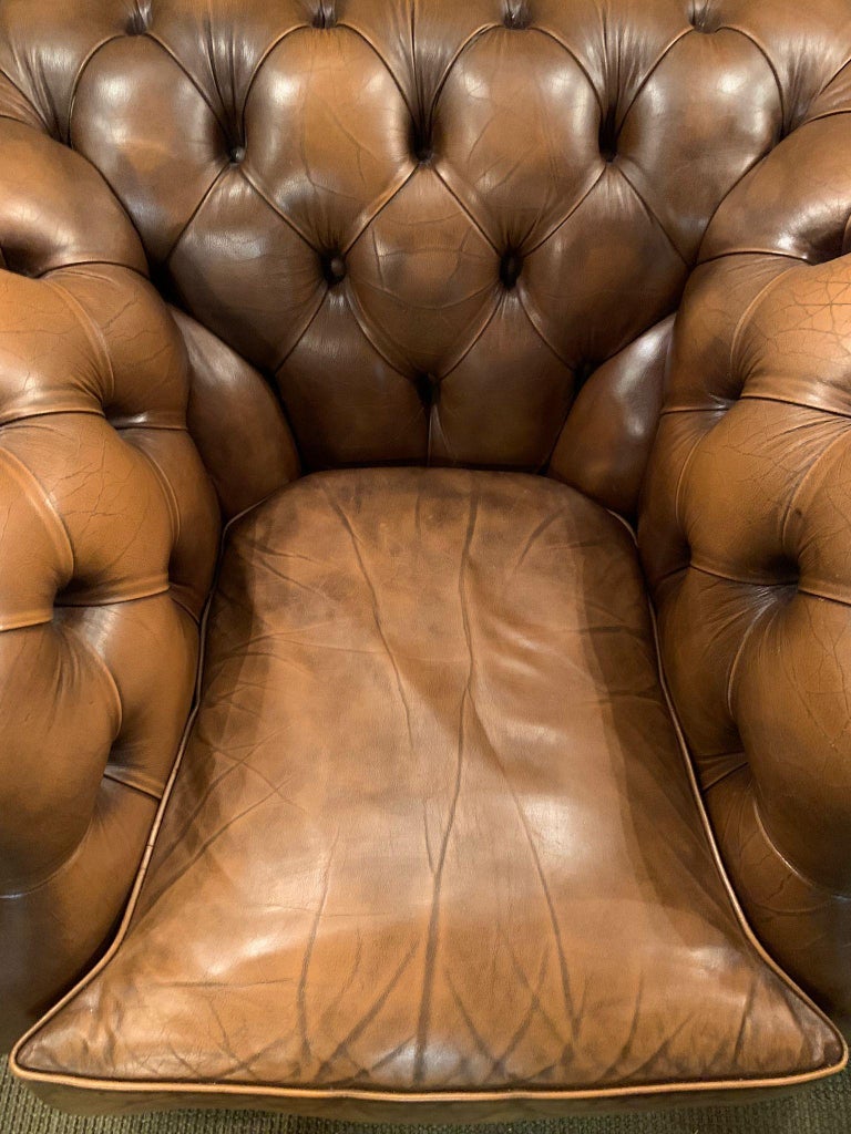 2 Vintage Chesterfield Armchairs Cigar Lounge Seat Brand Dellbrook ...