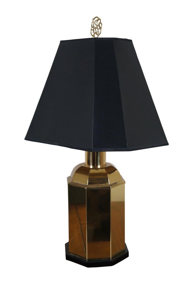 2 Vintage Chinoiserie Brass Octagonal Tea Caddy Canister Lamps ...