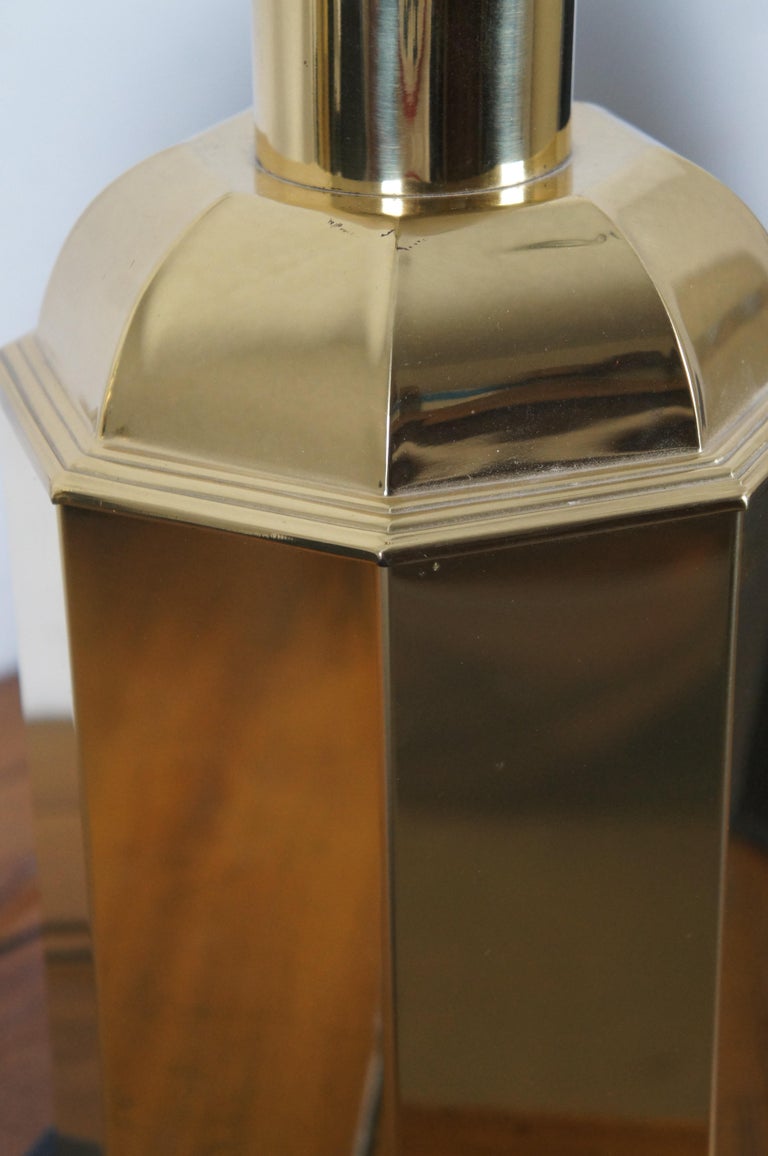 2 Vintage Chinoiserie Brass Octagonal Tea Caddy Canister Lamps ...