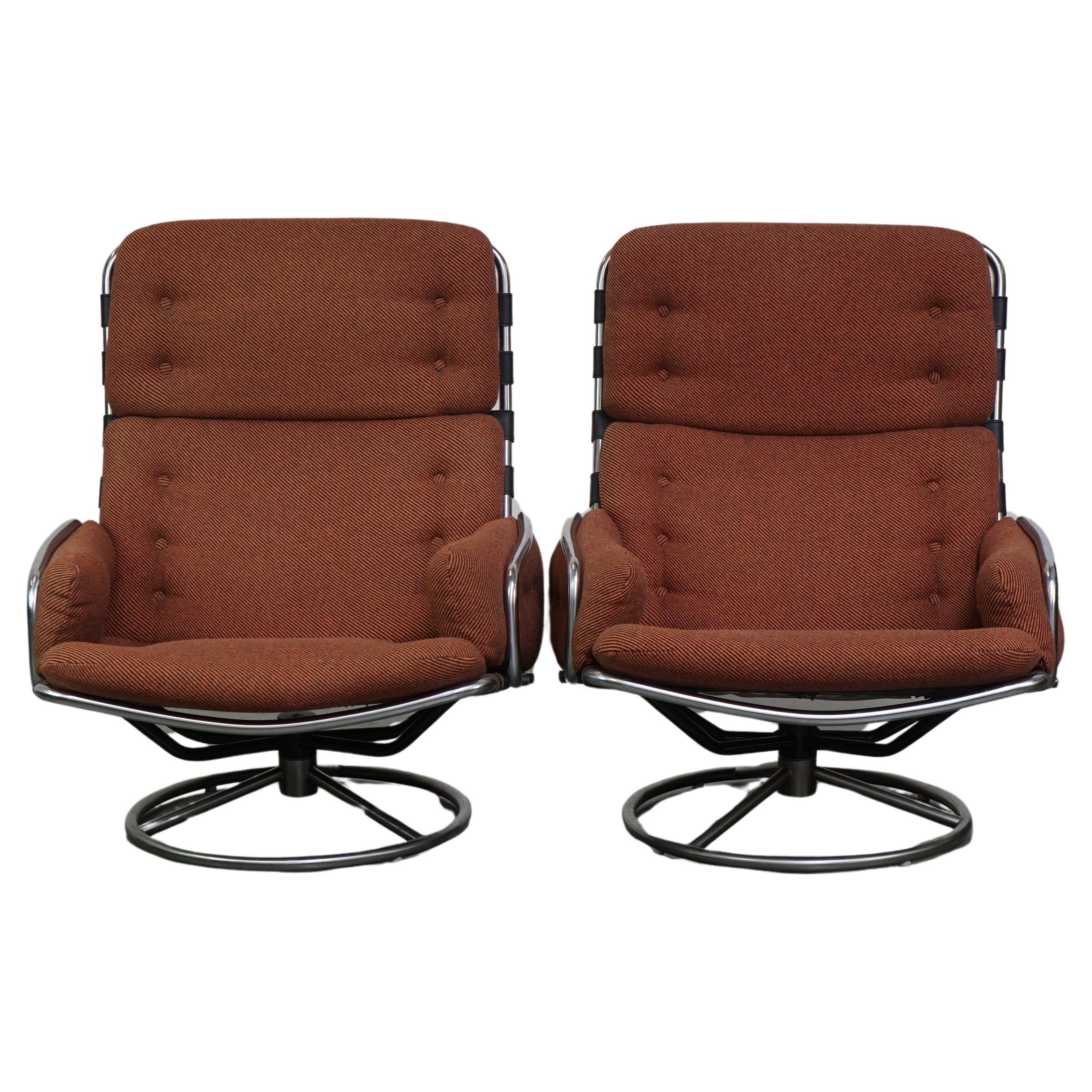 2 vintage design swivel armchairs, Tanabe SZ19 by Martin Visser ...