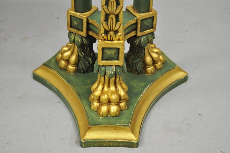 2 Vintage French Regency Neoclassical Style Green and Gold Paw Foot ...