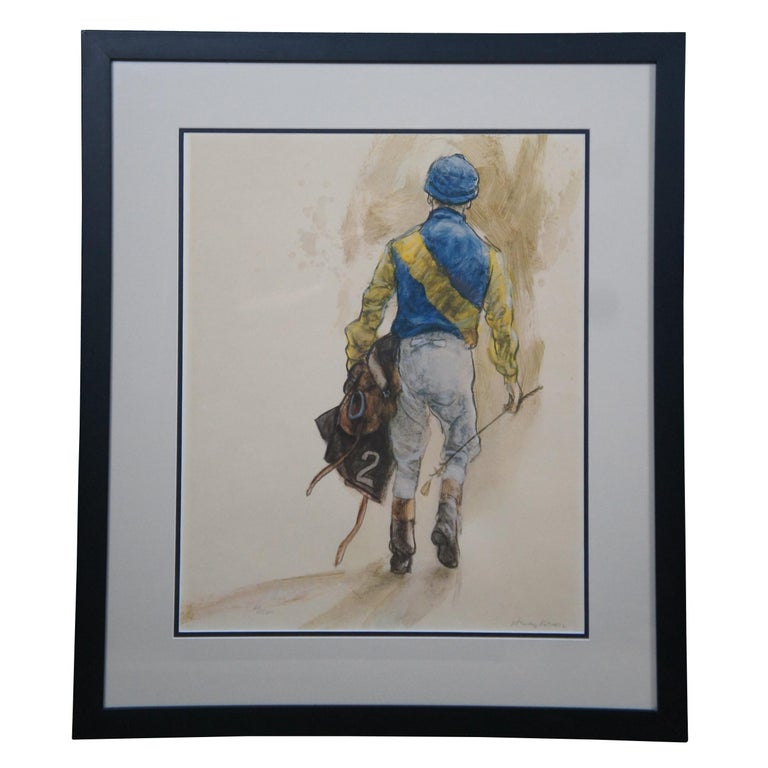 2 Vintage Henry Koehler Signed Offset Lithographs Equestrian Jockey Horse Racing For Sale at 1stDibs