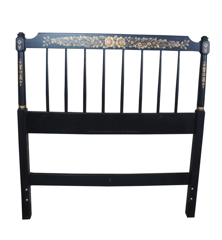 2 Vintage Hitchcock Black Harvest Shaker Style Stenciled Twin Bed ...