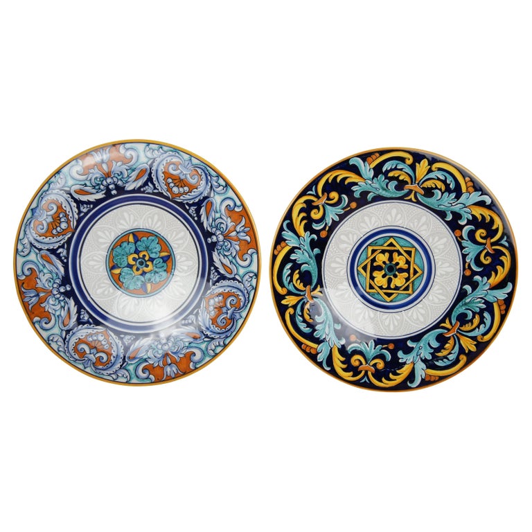 2 Vintage Italian Deruta Cottura Pottery Francesca Geometric Hanging ...
