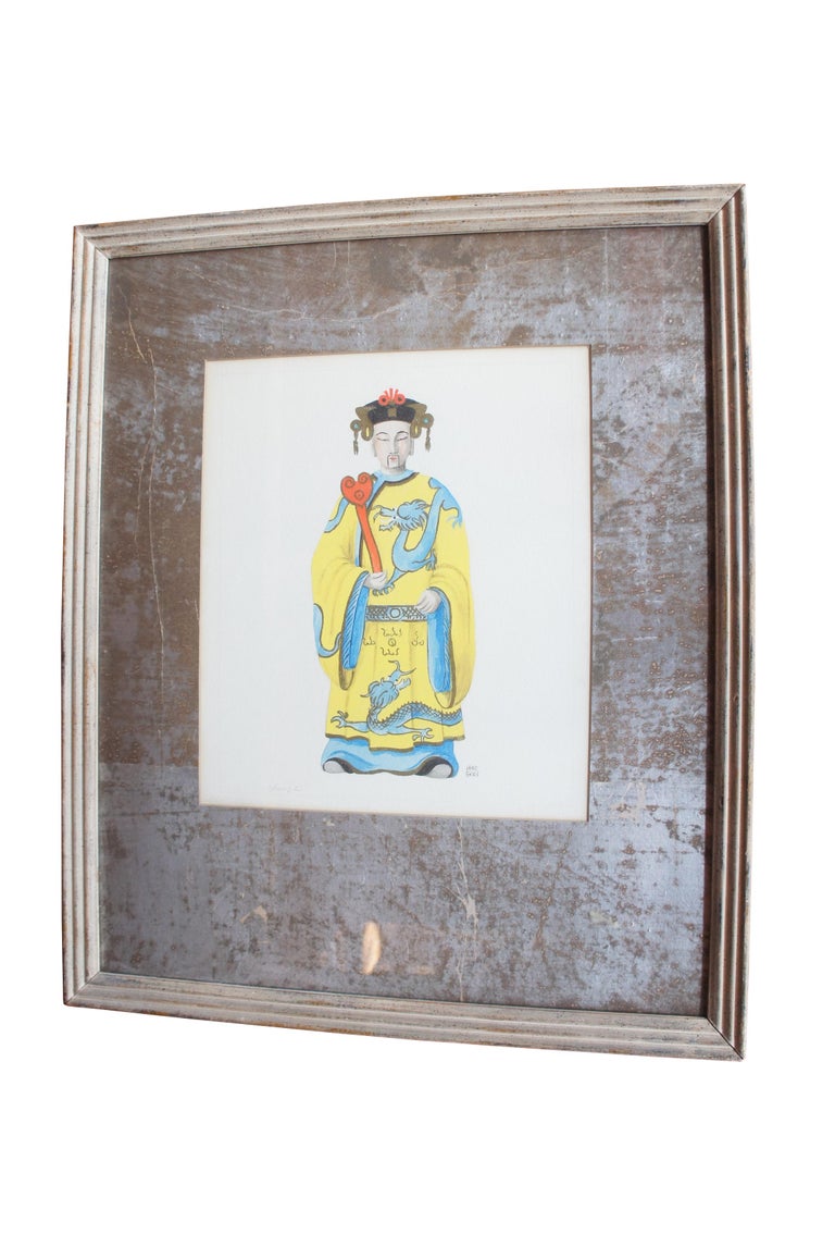 2 Vintage Jane Gray Chinese Kuan Yen and Chung Li Watercolor Portrait ...