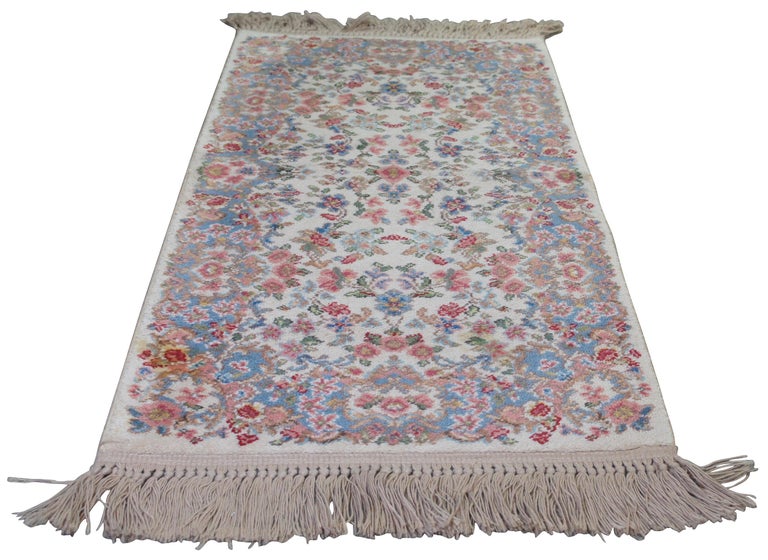 2 Vintage Karastan Ivory Kirman Wool Area Rugs Carpets Mats #788 at 1stDibs