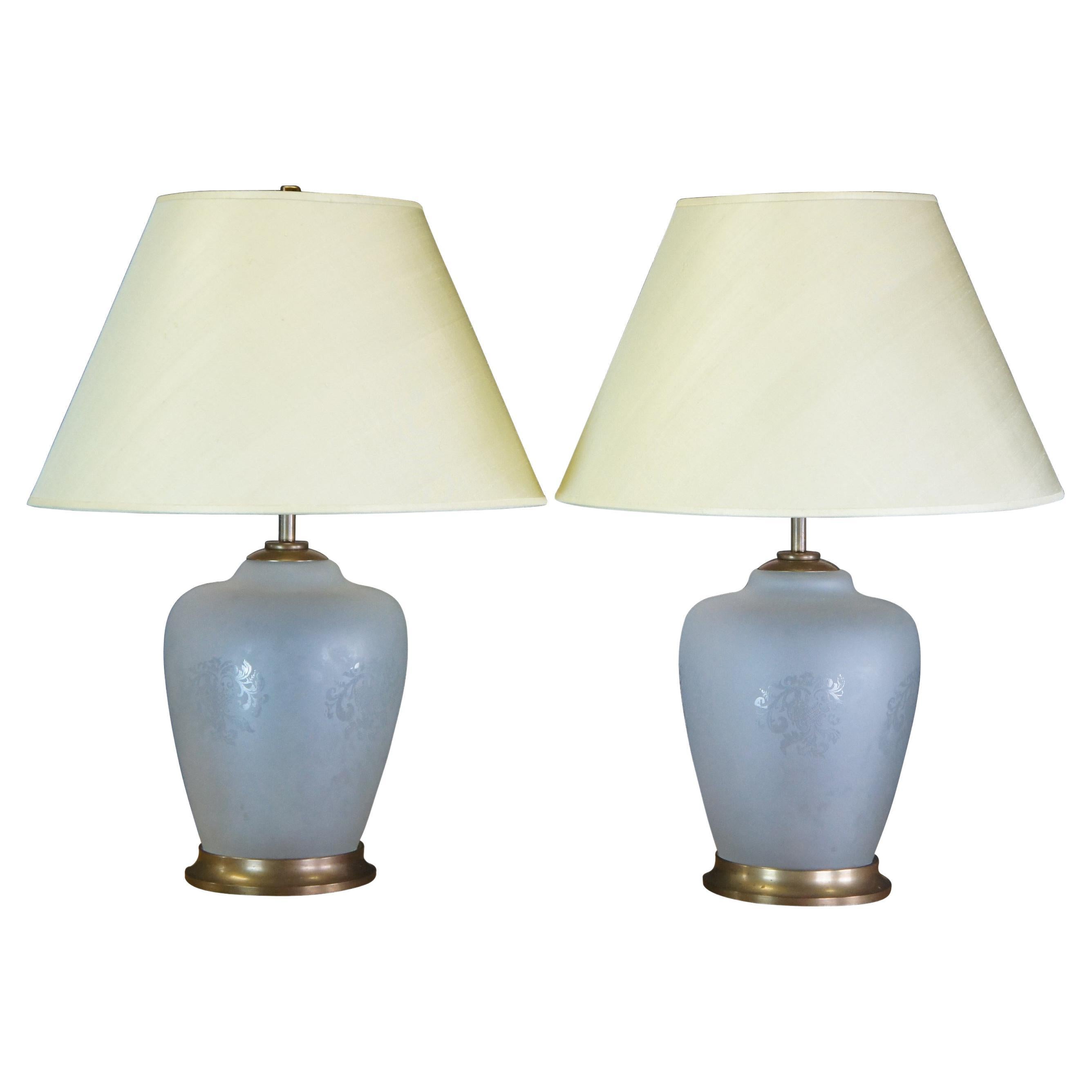 2 Vintage Laura Ashley Frosted Etched Glass Urn Lampen Vereinigtes ...