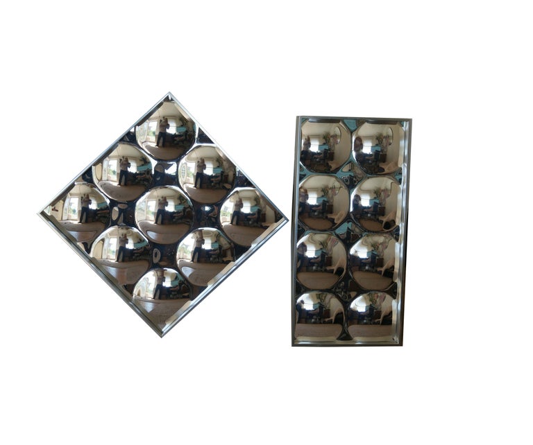 2 Vintage Mid-Century Modern Turner Convex Bubble Mirror Set Pair of ...