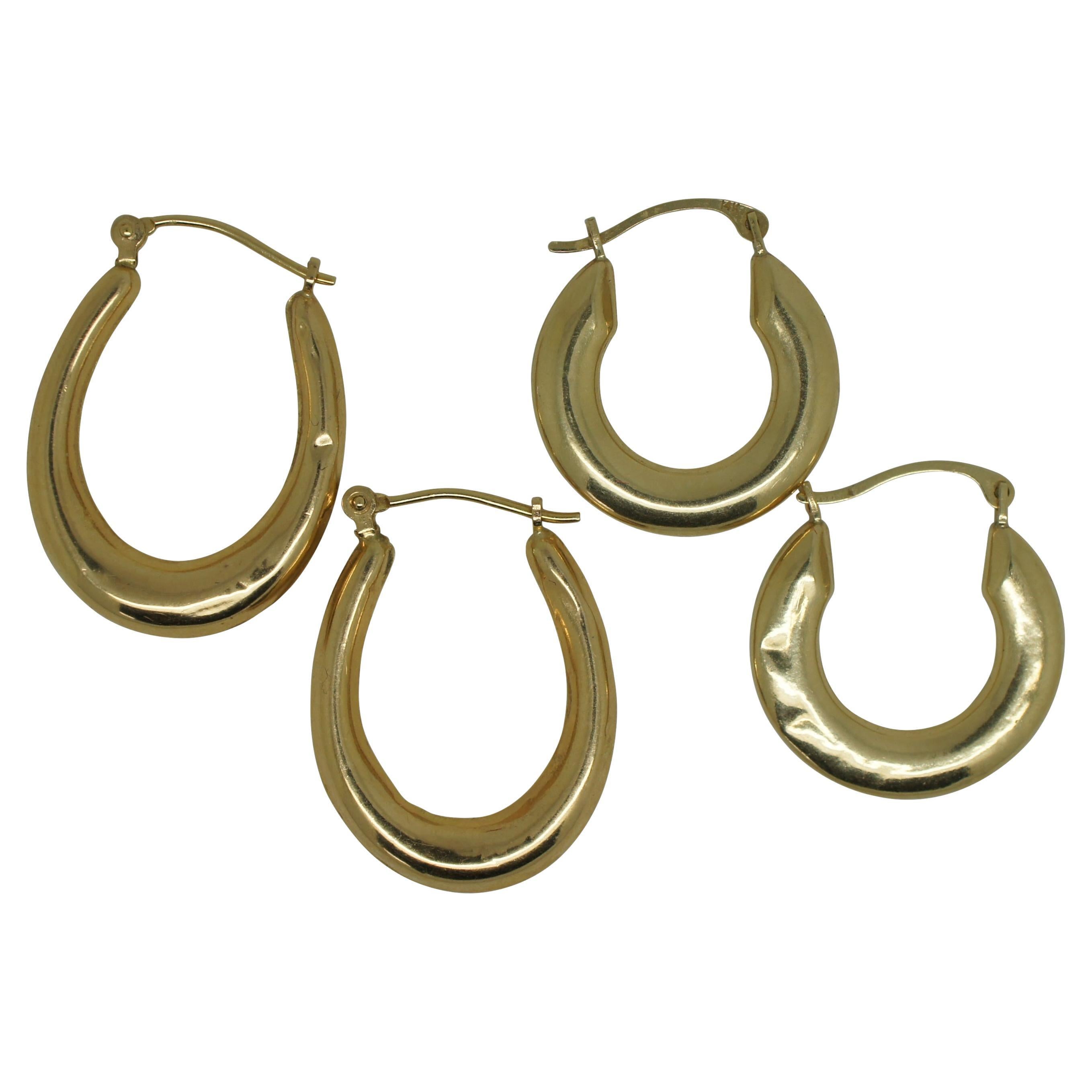 14k Yellow Gold Hoop Earrings For Sale at 1stDibs