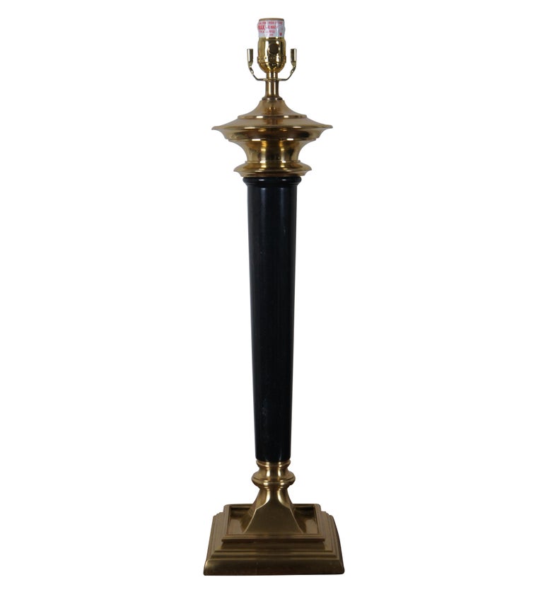 2 Vintage Speer American Empire Black Marble and Brass Table Lamps ...