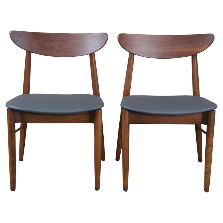 2 Vintage Stanley Danish Scandinavian Modern Walnut Dining Side Chairs ...