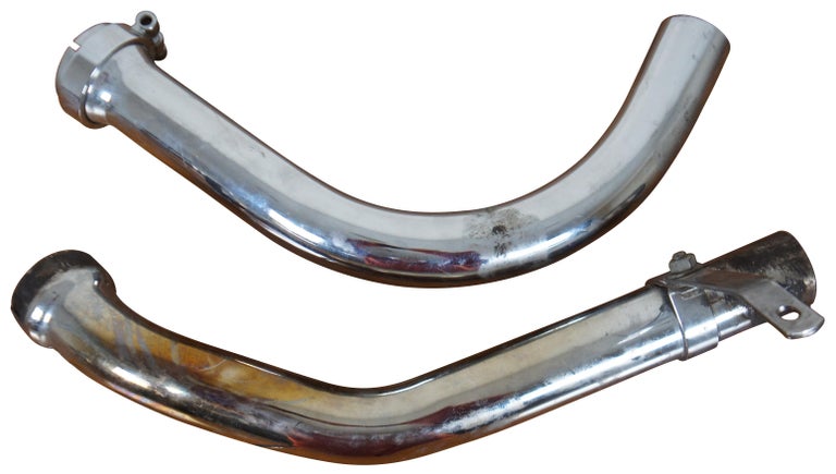 2 Vtg Harley-Davidson 1932-61 OHV Twins Chrome Exhaust Pipes Knuckle ...