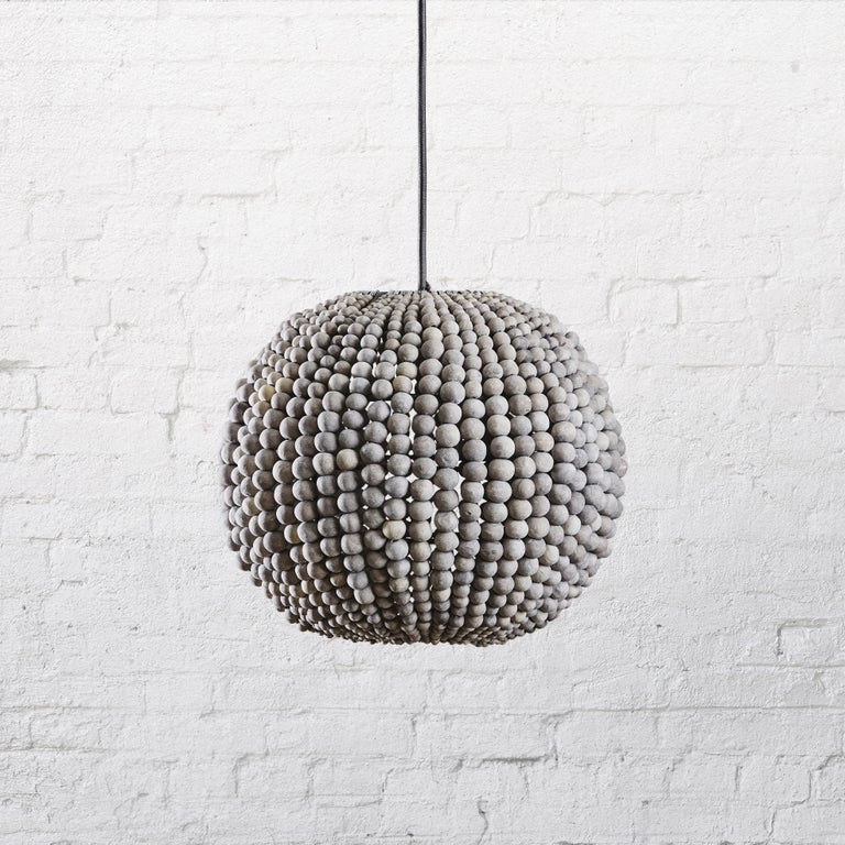 2 x Klaylife Sphere, White Handmade Clay Beaded Pendant Light For Sale ...