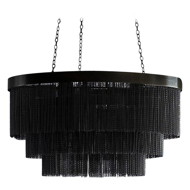 Black Chain Shallow Chandelier in Gold by Tigermoth Lighting For Sale ...