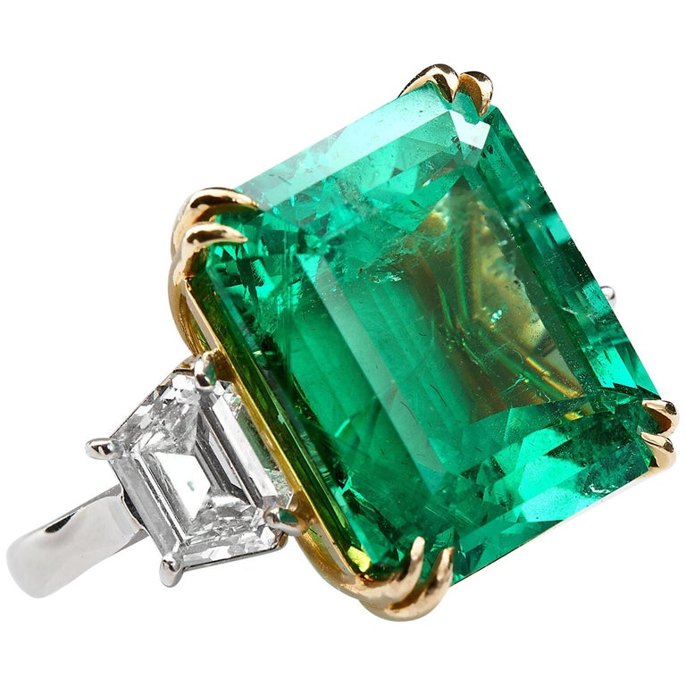 20 Carat Colombian Emerald Engagement Ring For Sale at 1stDibs | 20 ...