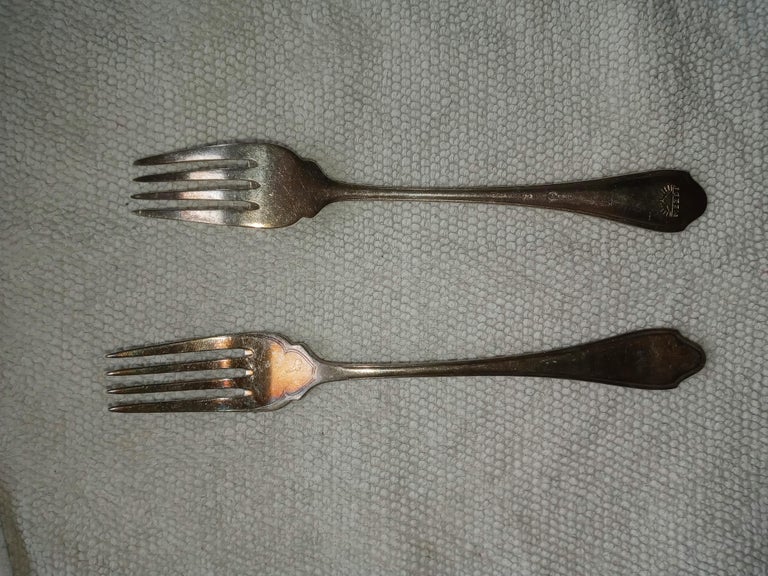 20 Forchette Da Dolce Marca Mezdi, Placcate Argento For Sale at 1stDibs