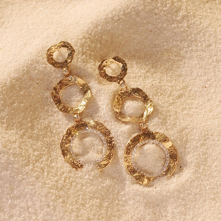 20 Karat Open Serenity Three Flower Drop Diamond Earrings For Sale at ...