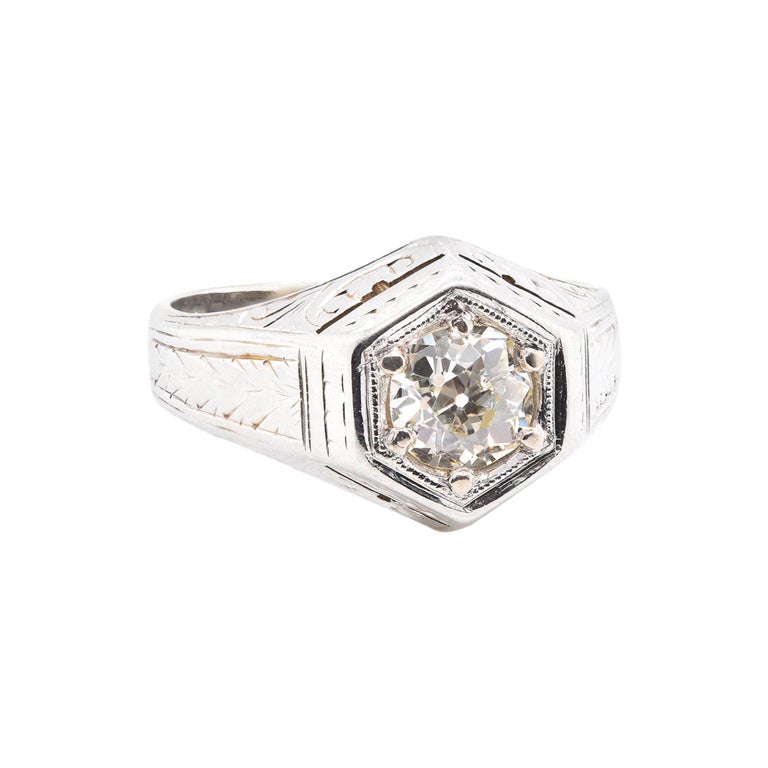 20 Karat White Gold Vintage Diamond Engagement Ring For Sale at 1stDibs ...