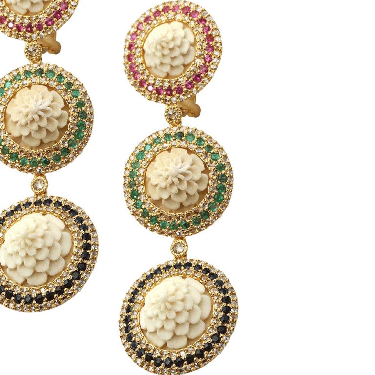20 Karat Yellow Gold Bone Drop, Earrings For Sale at 1stDibs