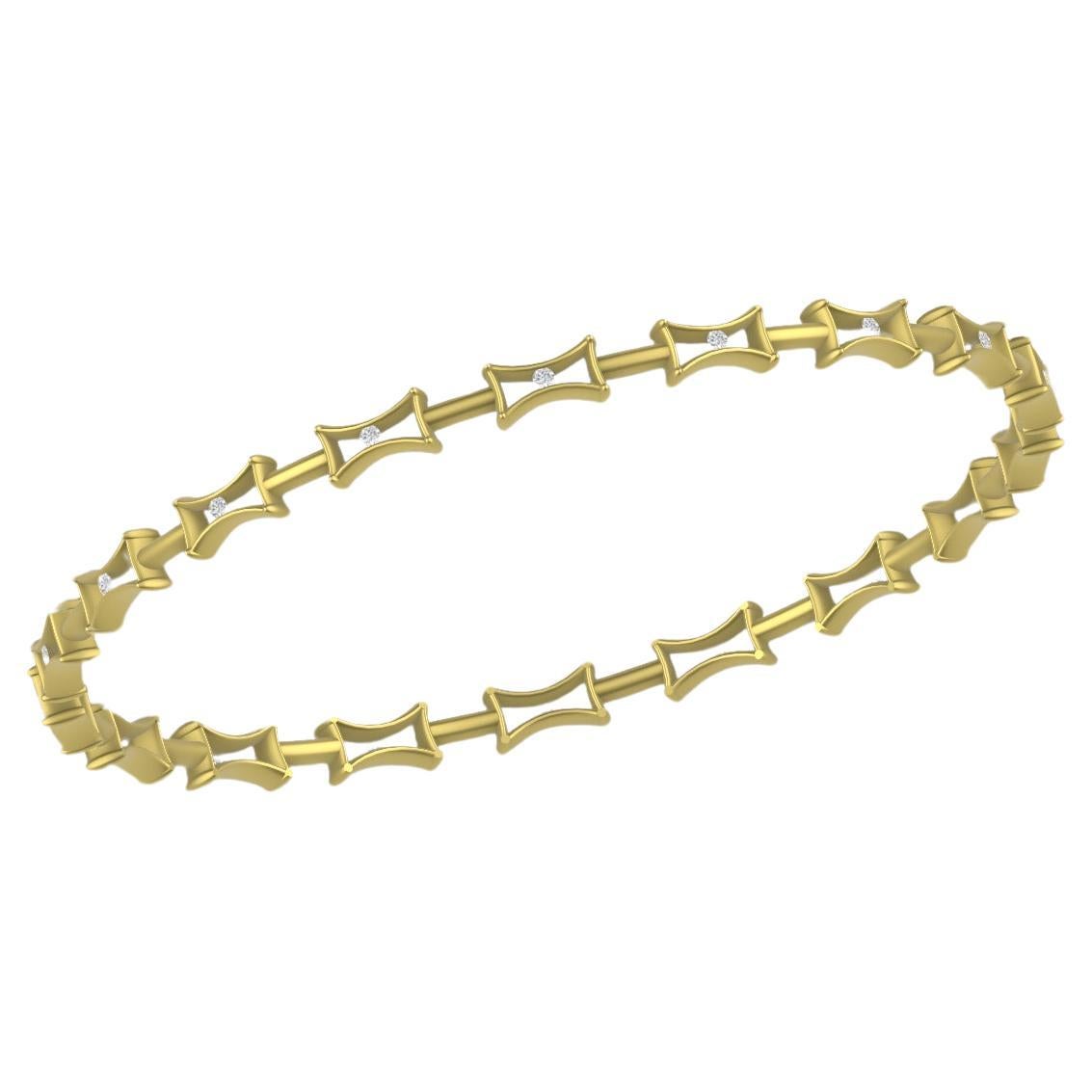 20 Karat Yellow Gold Rectangle Diamond Bangle For Sale at 1stDibs