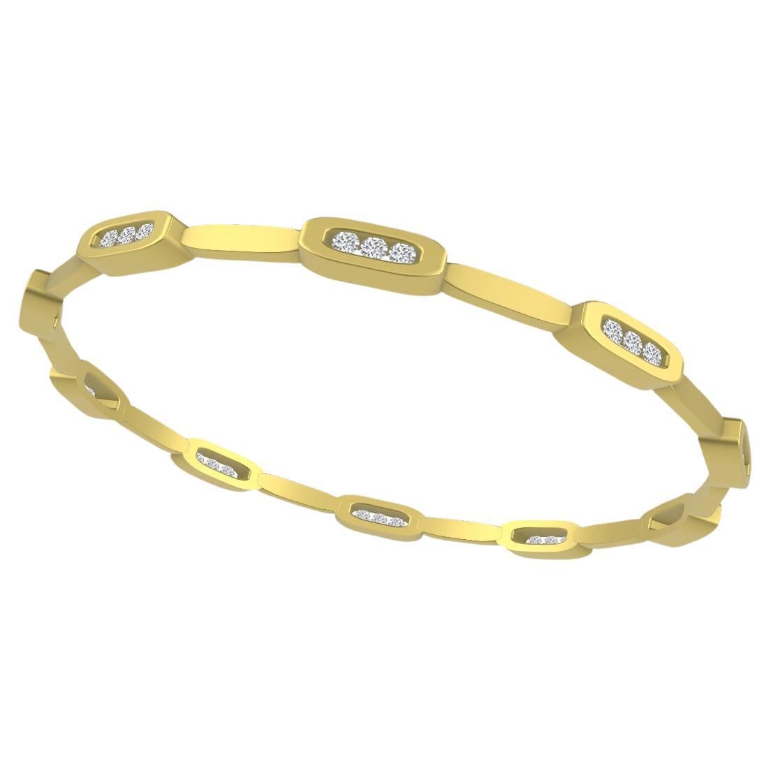 20 Karat Yellow Gold Rectangle Diamond Bangle For Sale at 1stDibs