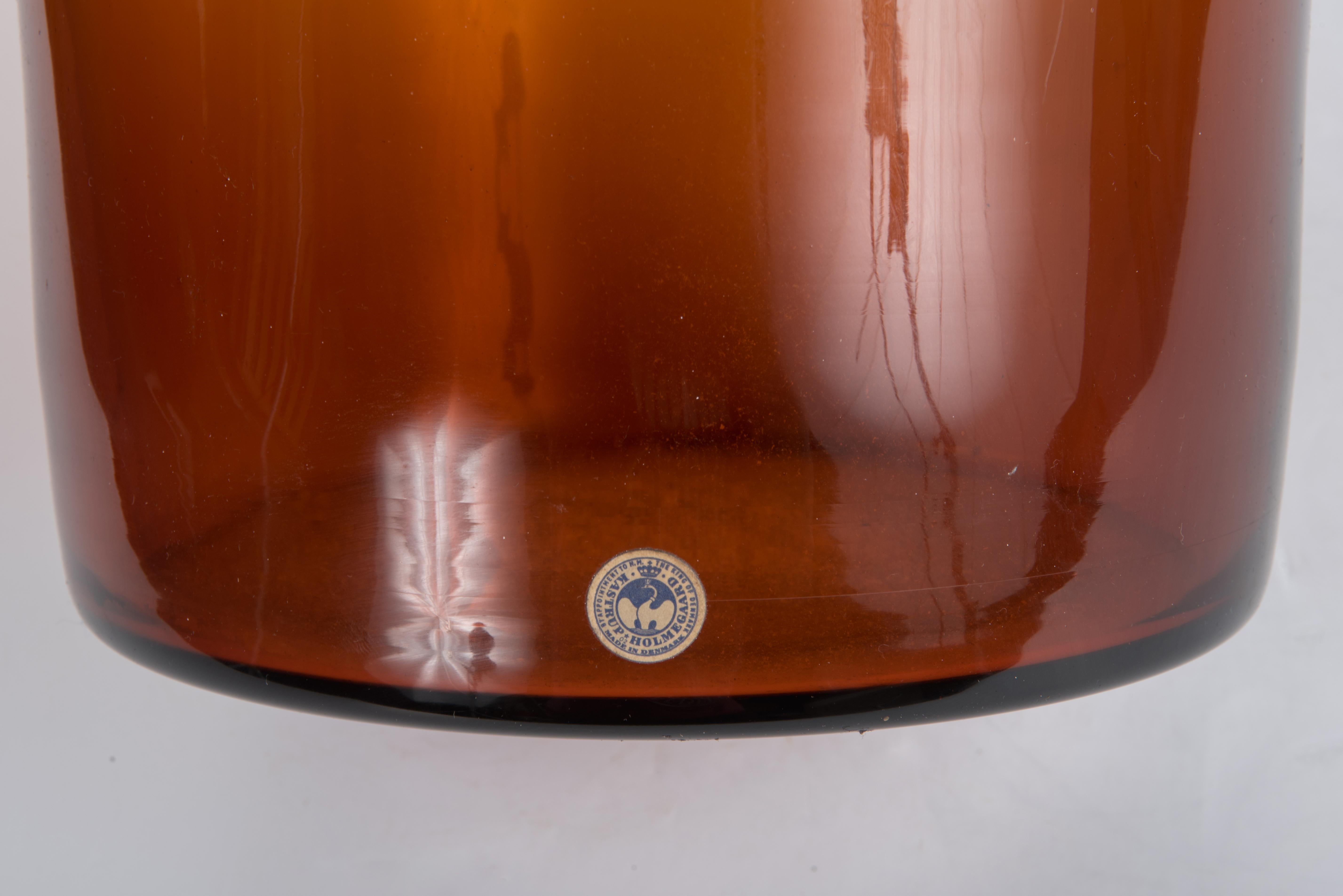 Otto Brauer Gulvvase Floor Vase Kastrup Holmegaard Denmark Brown Amber ...