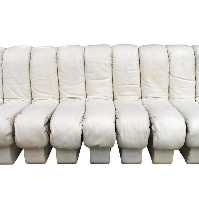 20-Piece De Sede DS600 'Snake' Non-Stop Sectional Sofa in Crème White ...