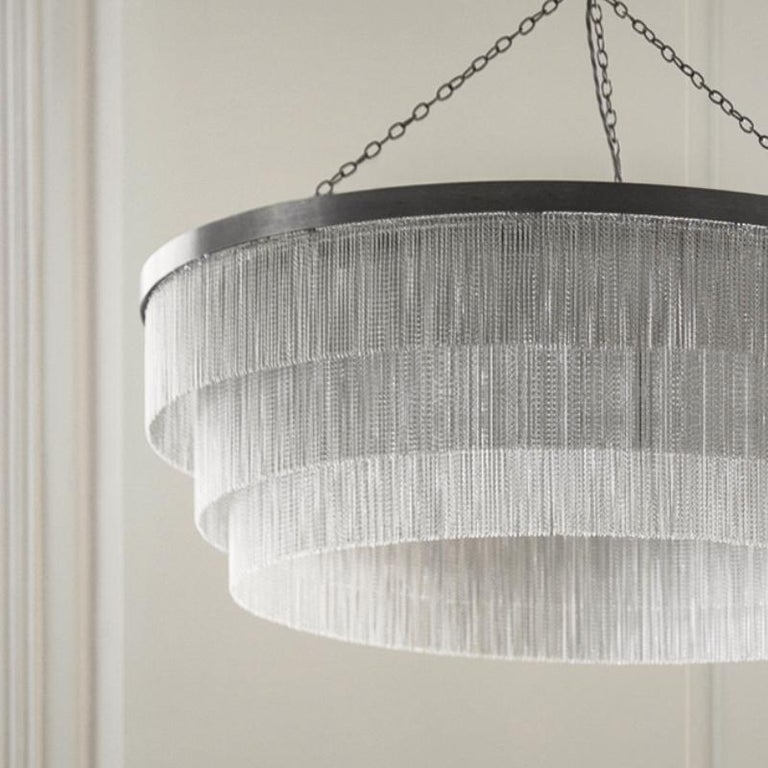 Contemporary 20" Bronze Chandelier with Silver Chain by Tigermoth Lighting For Sale at 1stDibs