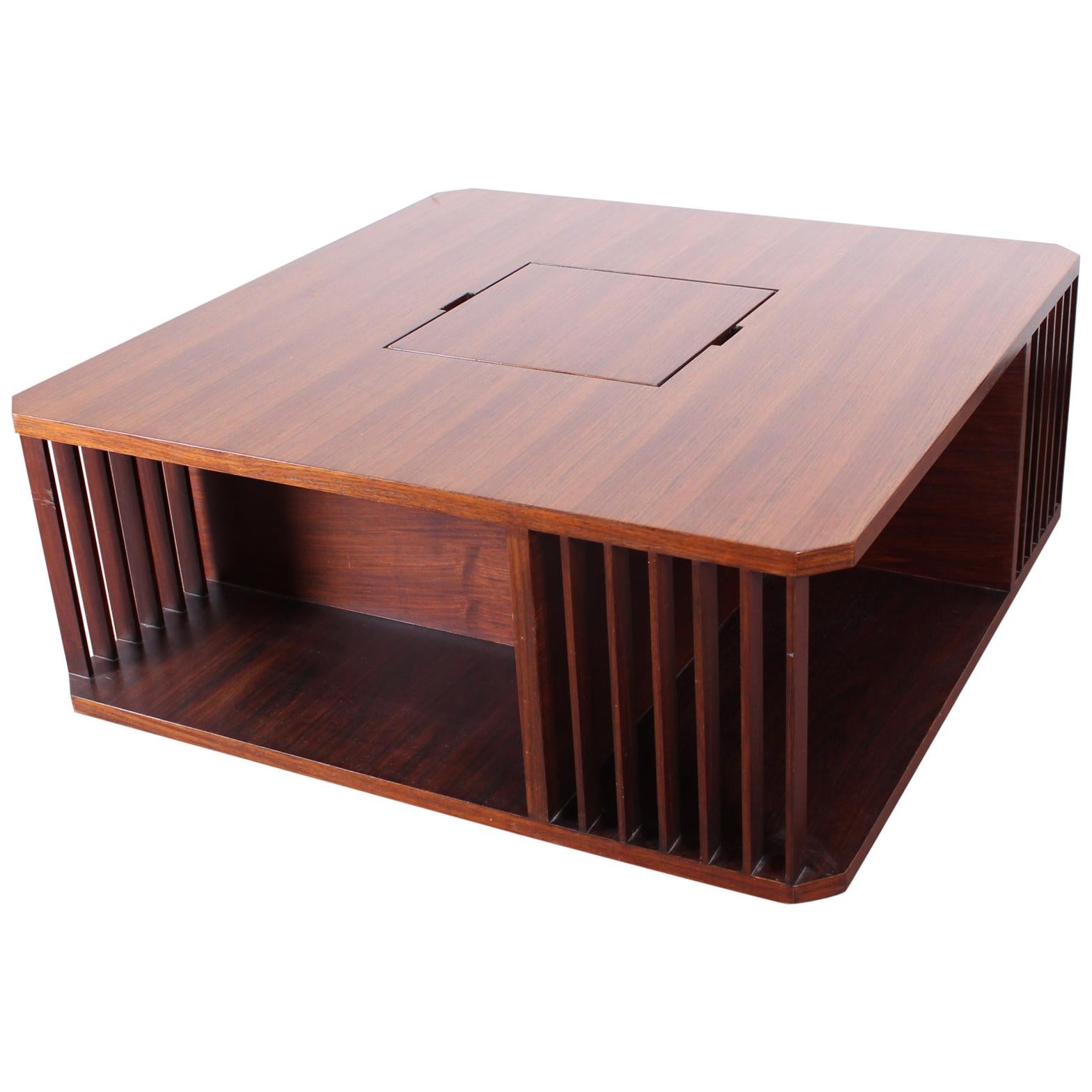 20th Century Wood Compartment Cocktail Table with Bar Andre Sornay ...