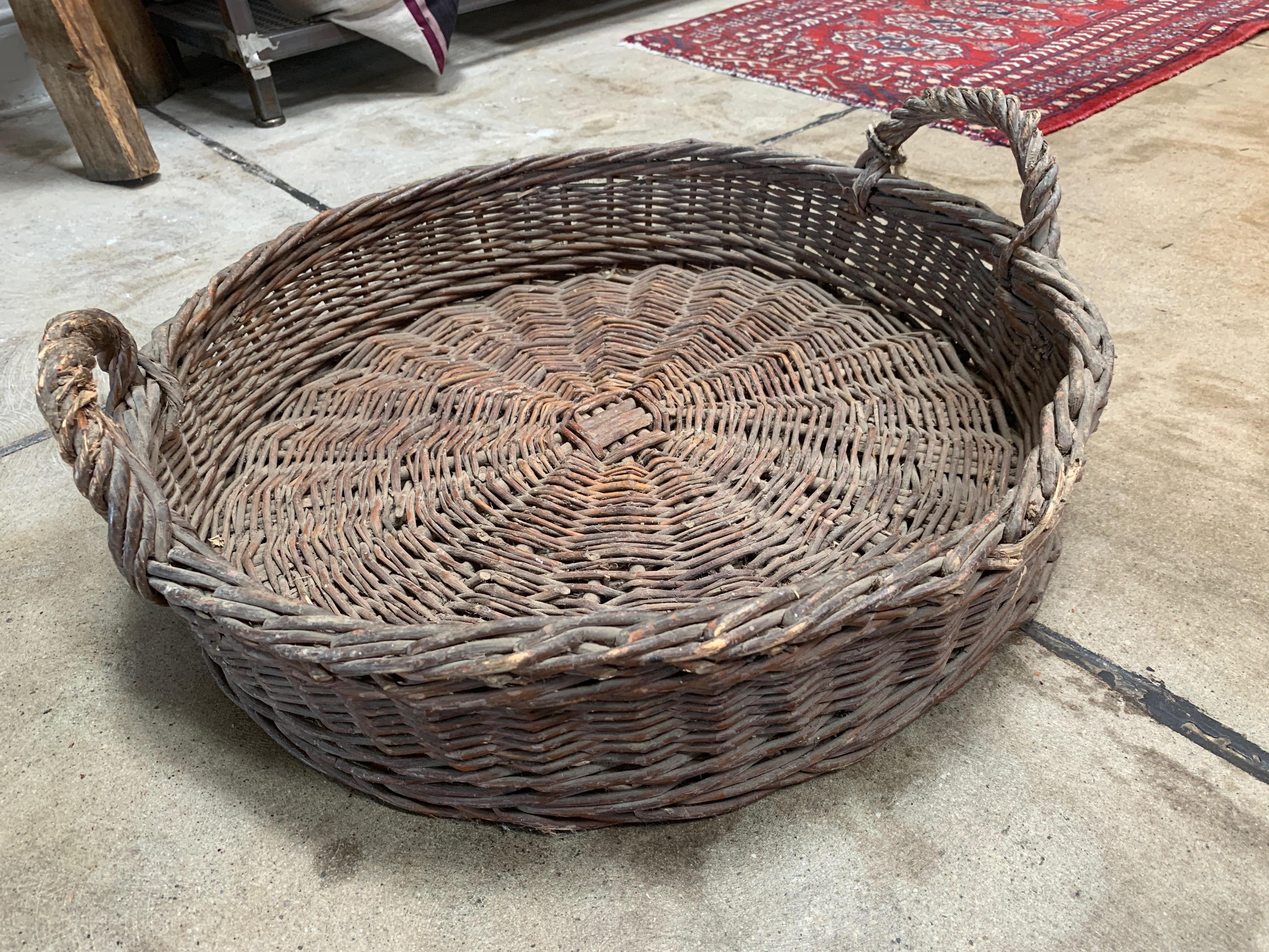 Vintage European Flat Basket at 1stDibs | large flat baskets, flat ...