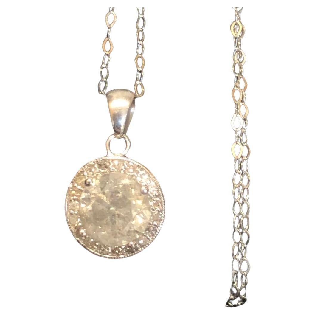 1.10ct Round Brilliant Cut Diamond Pendant Necklace, H-I Color, 14K ...