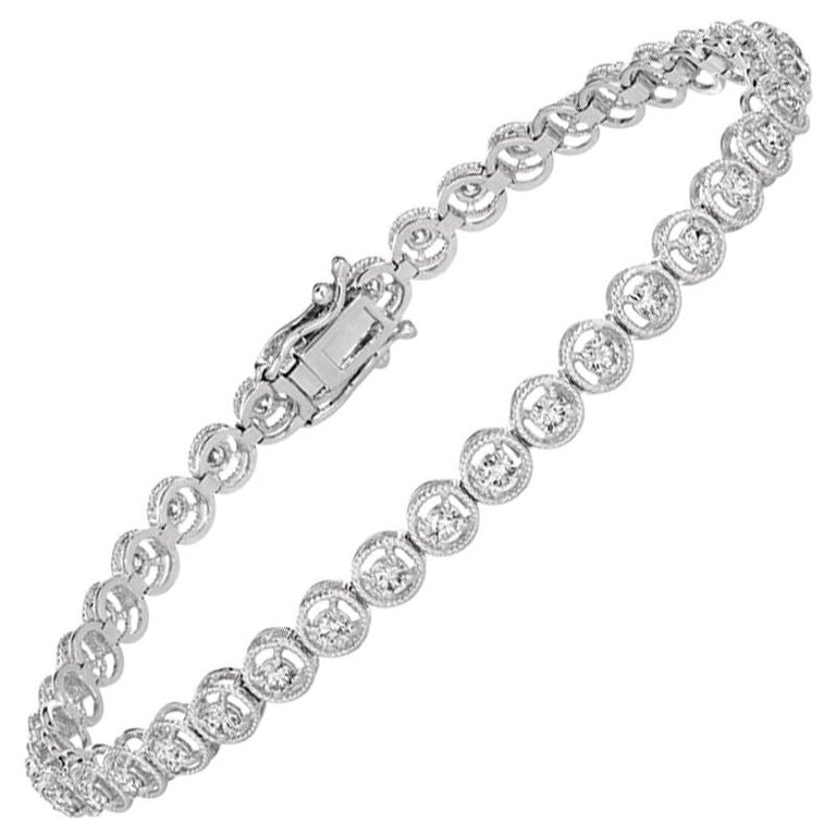 2 00 Carat Natural Diamond Bracelet G Si 14 Karat White Gold For Sale
