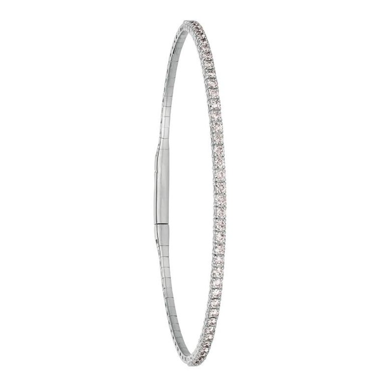 2 00 Carat Natural Diamond Flexible Bangle Bracelet G H Si 14 Karat