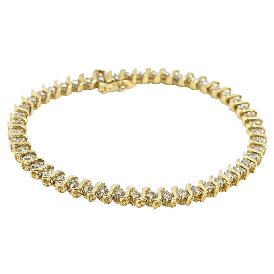 2 00 Carat Round Brilliant Cut Diamond Tennis Bracelet 14 Karat Yellow