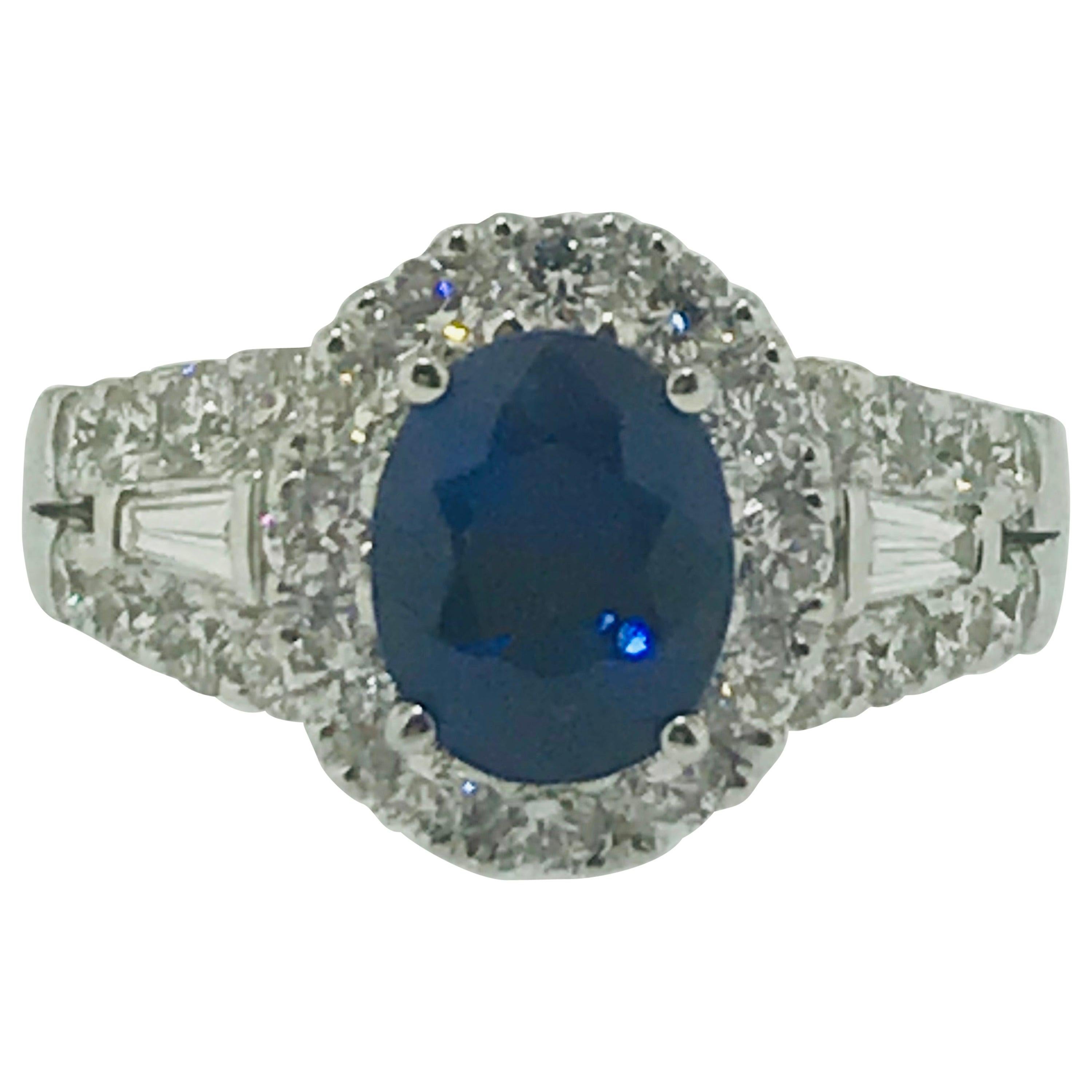 Victorian 18 Karat Gold 1.00 Carat Sapphire and Diamond Cluster Ring ...
