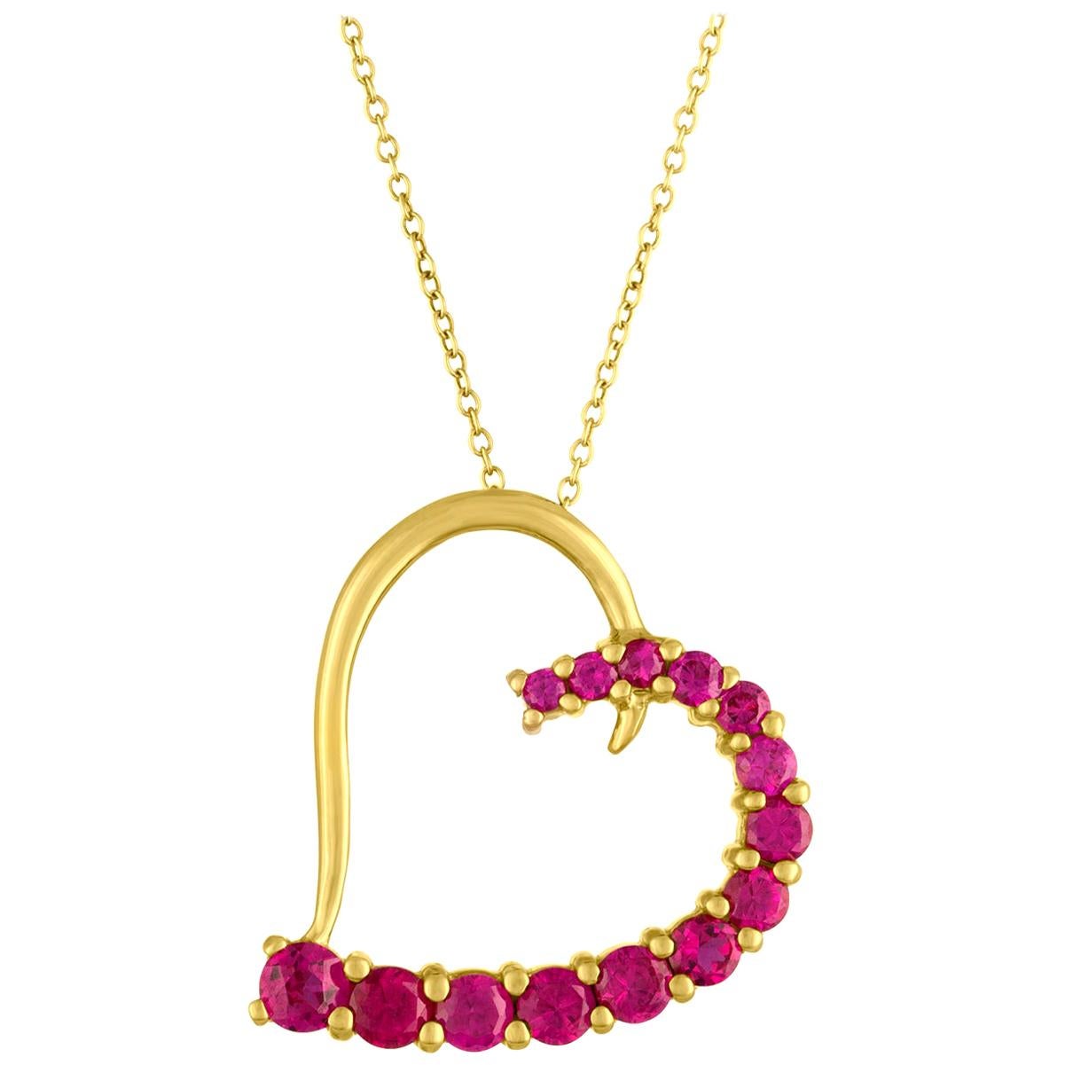 Ruby Gold Ball Pendant on Chain at 1stDibs