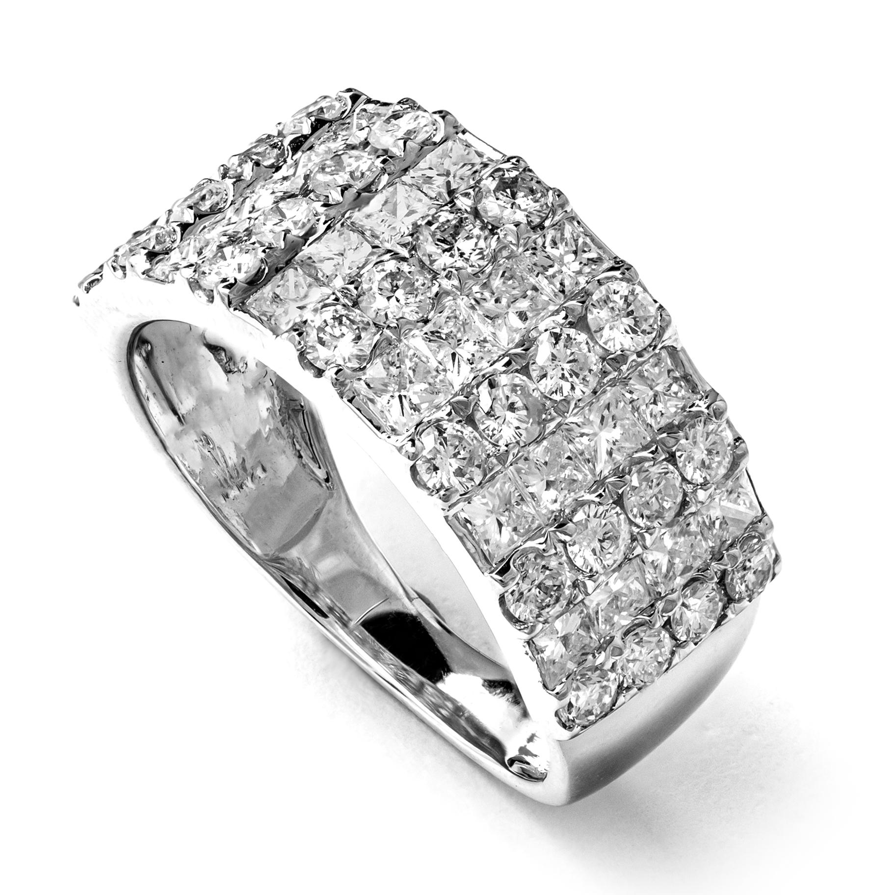 14 Karat White Gold Invisible Set 2.00 Carat Princess Cut Diamond Ring ...