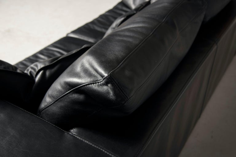 2000 Baxter Black Leather Sofas and Coffee Table For Sale at 1stDibs
