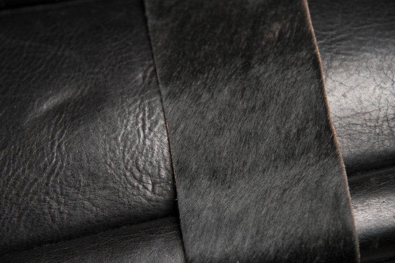 2000 Baxter Black Leather Sofas and Coffee Table For Sale at 1stDibs