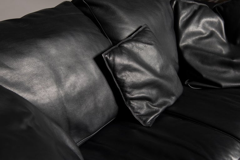 2000 Baxter Black Leather Sofas and Coffee Table For Sale at 1stDibs