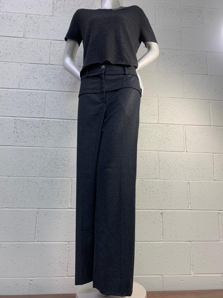 2000 Chanel Heathered Gray Wide-Leg Tailored Slacks and Cashmere ...