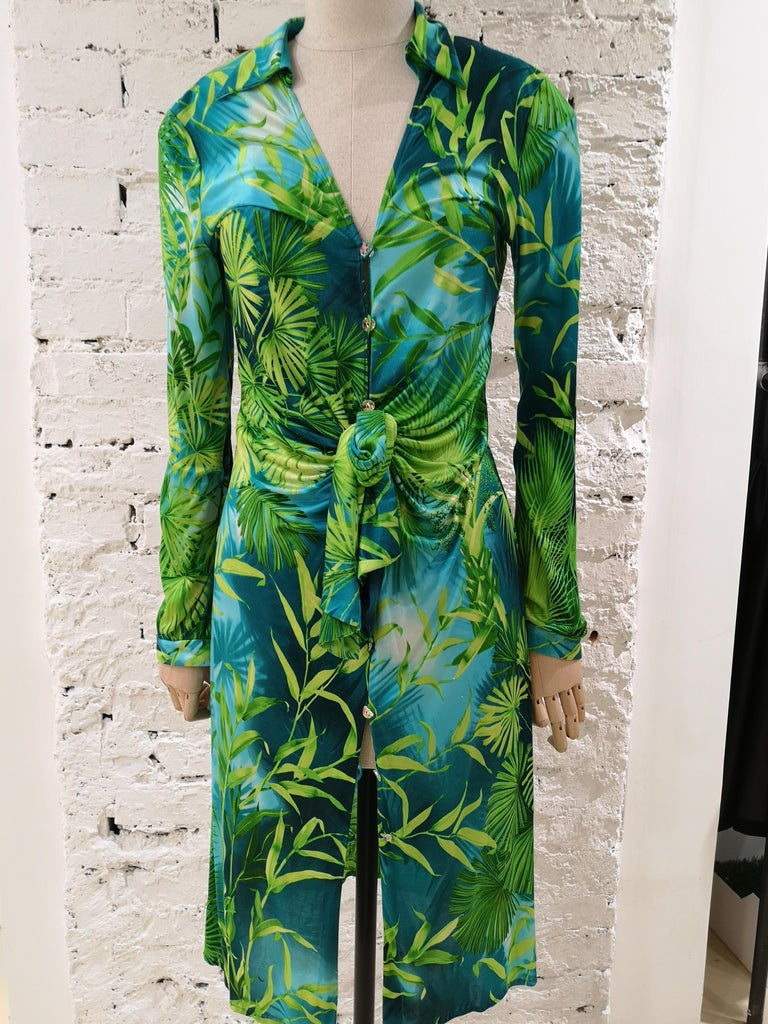 2000 Gianni Versace J. Lo Silk Jungle Dress at 1stDibs