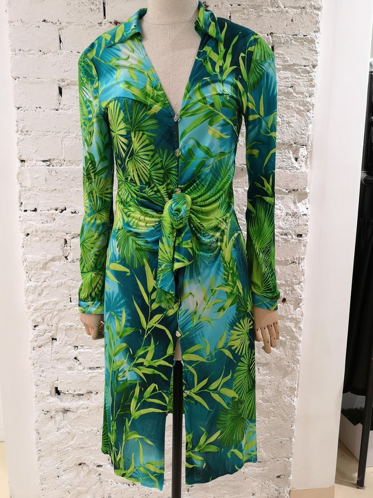 2000 Gianni Versace J. Lo Silk Jungle Dress at 1stDibs