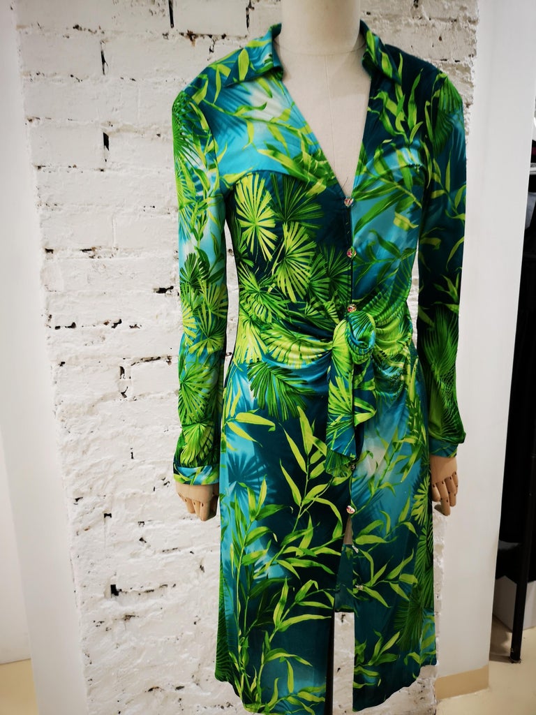2000 Gianni Versace J. Lo Silk Jungle Dress at 1stDibs